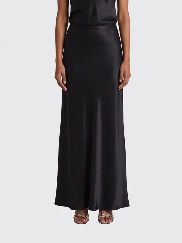 Alberta Ferretti High-waisted Satin Pencil Skirt With Asymmetrical Hem - Black