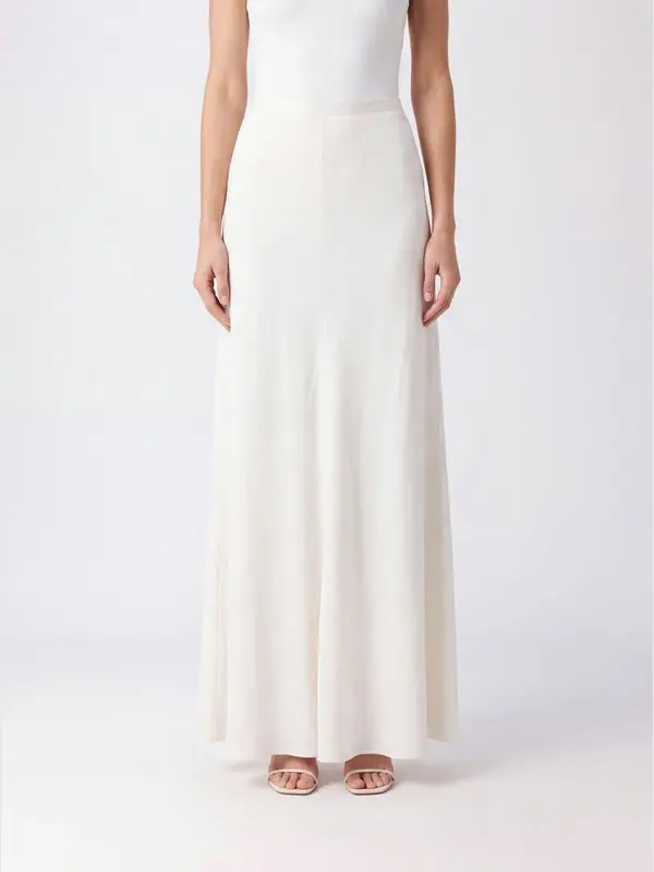 Alberta Ferretti High-waisted Satin Pencil Skirt With Asymmetrical Hem - Nude