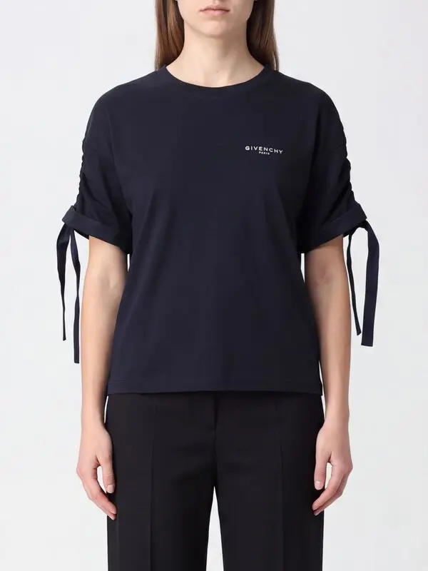 Givenchy T-shirt With Bow Detail Sleeves - Blue