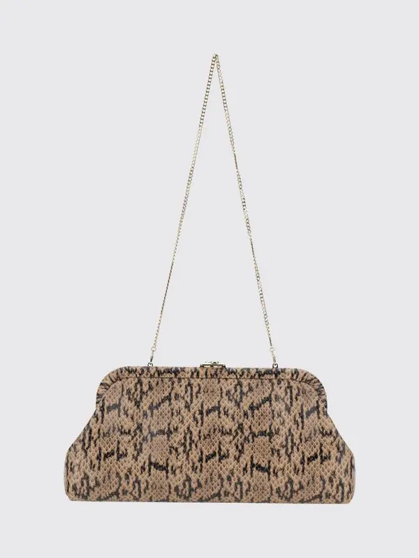 JIMMY CHOO Skylar Python-print Calfskin Clutch With Monogram Logo