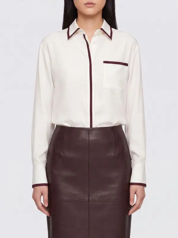 F.R.S FOR RESTLESS SLEEPERS Silk Pajama-style Shirt With Ruffled Collar And Contrast Piping