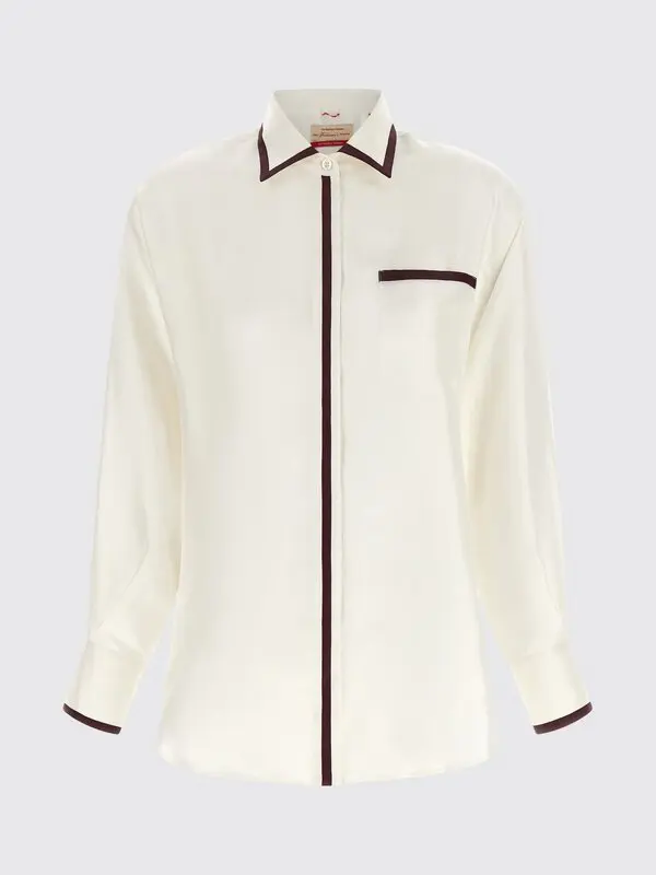 F.R.S FOR RESTLESS SLEEPERS Silk Pajama-style Shirt With Ruffled Collar And Contrast Piping