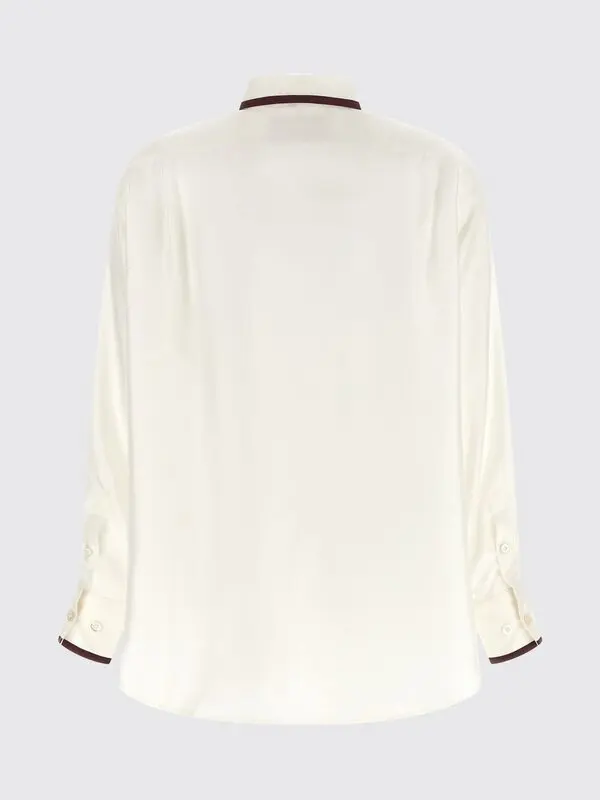 F.R.S FOR RESTLESS SLEEPERS Silk Pajama-style Shirt With Ruffled Collar And Contrast Piping