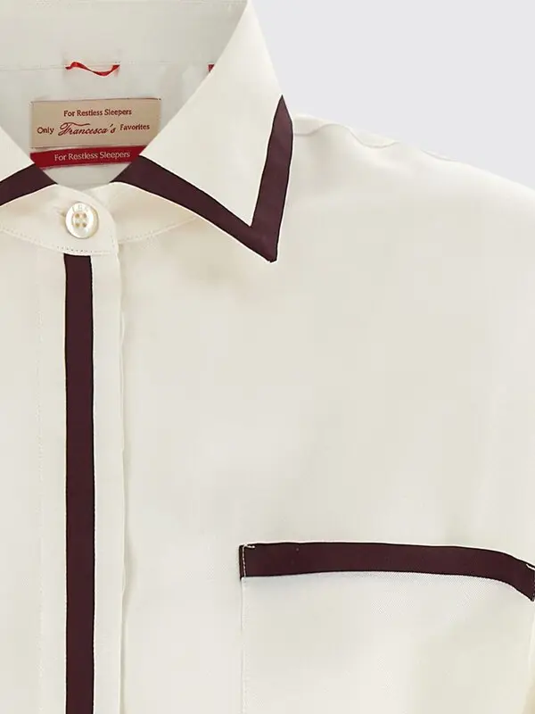 F.R.S FOR RESTLESS SLEEPERS Silk Pajama-style Shirt With Ruffled Collar And Contrast Piping