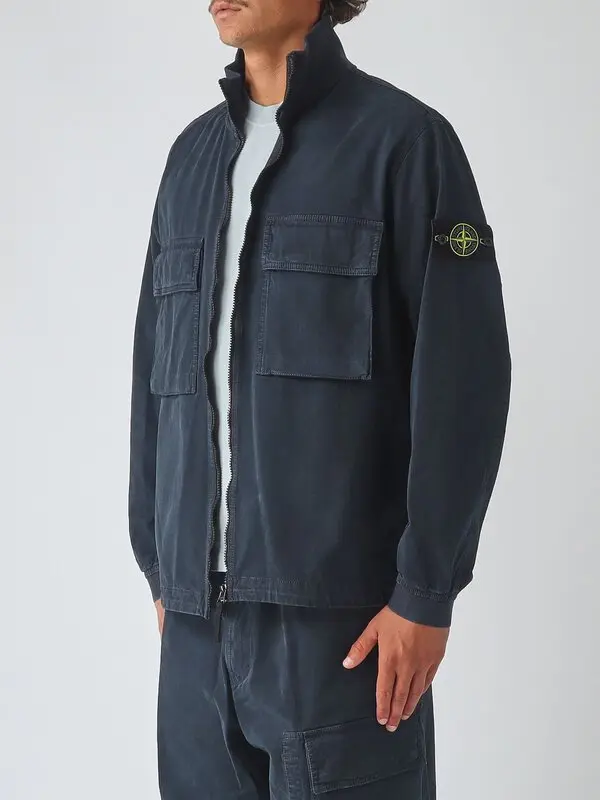 Stone Island Embroidered Shirt Jacket - Blue