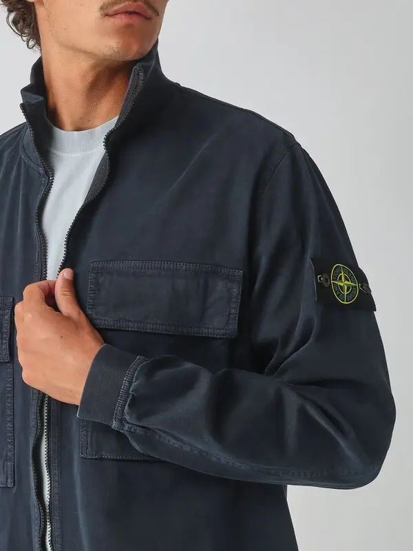 Stone Island Embroidered Shirt Jacket - Blue