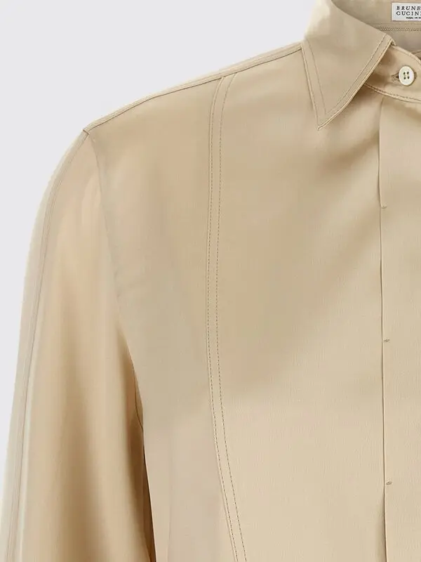 Brunello Cucinelli Slim Fit Stretch Silk Shirt