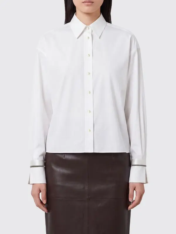 Brunello Cucinelli Cotton Shirt With Monili Decoration