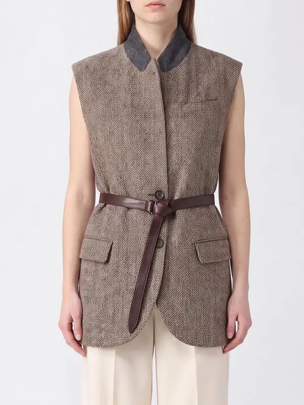 Brunello Cucinelli Chevron Wool Waistcoat - Camel