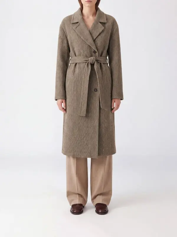 Brunello Cucinelli Chevron Wool Coat - Camel