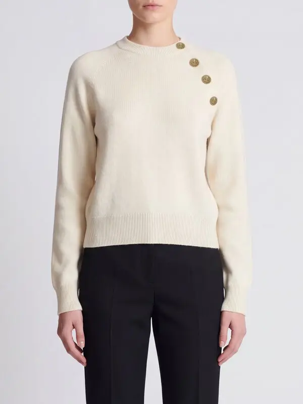 Balmain Cashmere Virgin Wool Blend Crewneck Jumper - White