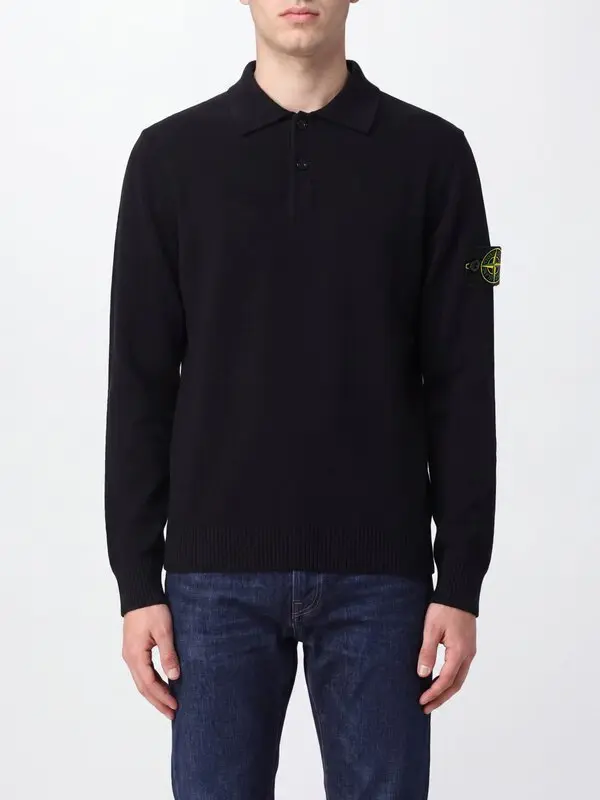 Stone Island Long-sleeved Pure Virgin Wool Knit Jumper - Black
