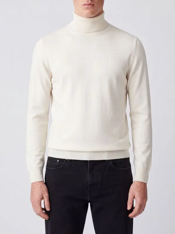 Tagliatore 100% Wool Turtleneck Jumper - White