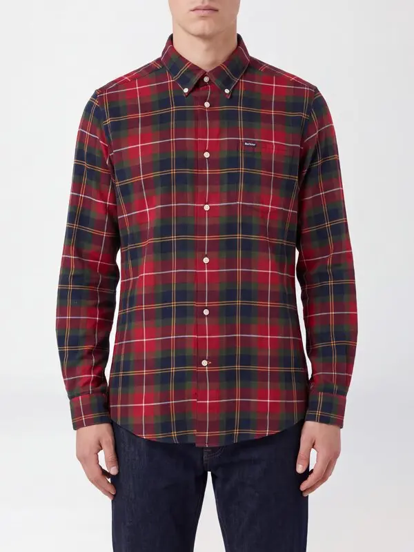 Barbour Slim Fit Check Cotton Shirt With Button-down Collar - Red