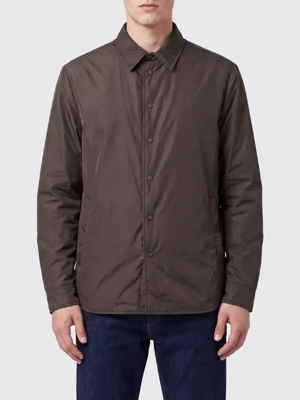 BRIGLIA 1949 Nylon Shirt Jacket With Snap Buttons - Brown