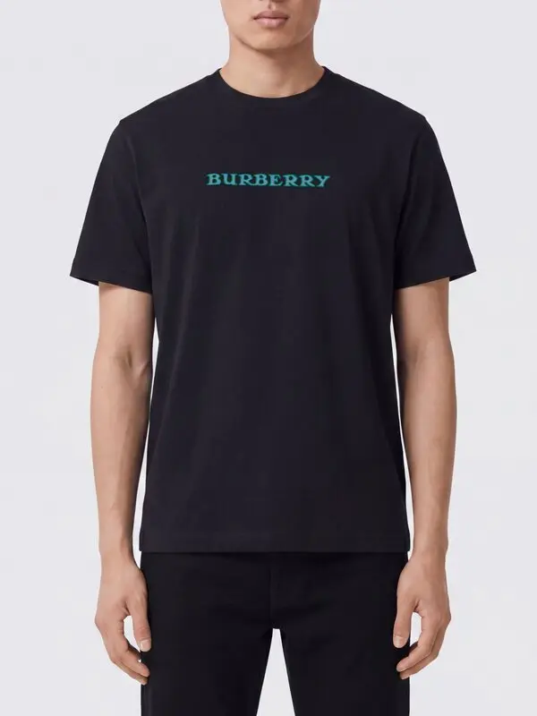 Burberry Equestrian Knight Logo Cotton Crewneck T-shirt - Black