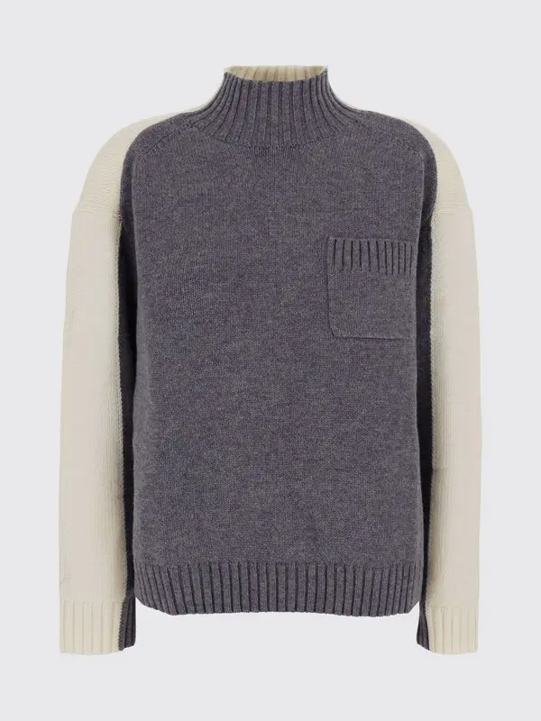 SEMICOUTURE Ribbed High Neck Sweater With Pocket Detail