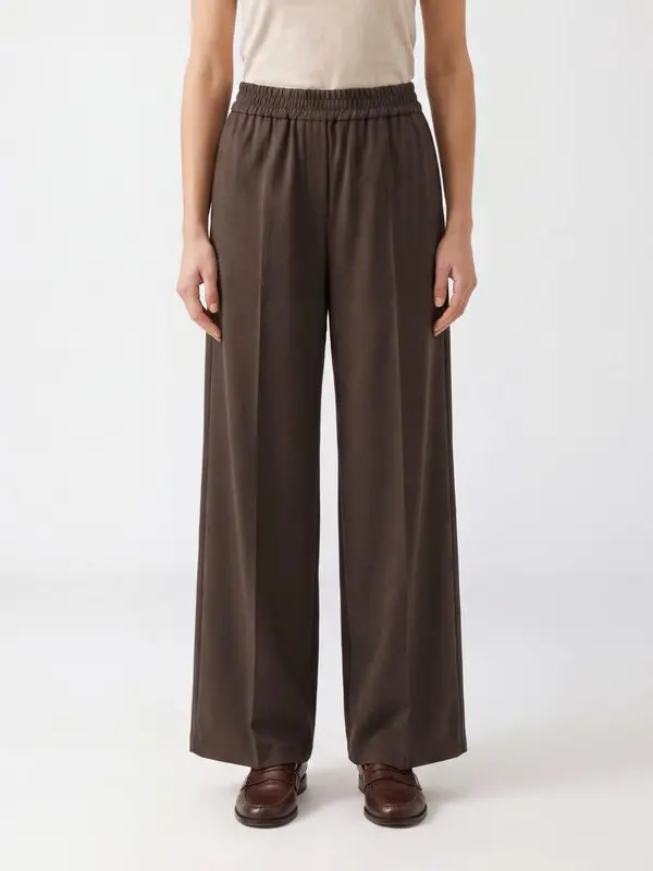 Brunello Cucinelli High-waisted Wide-leg Stretch Wool Blend Trousers