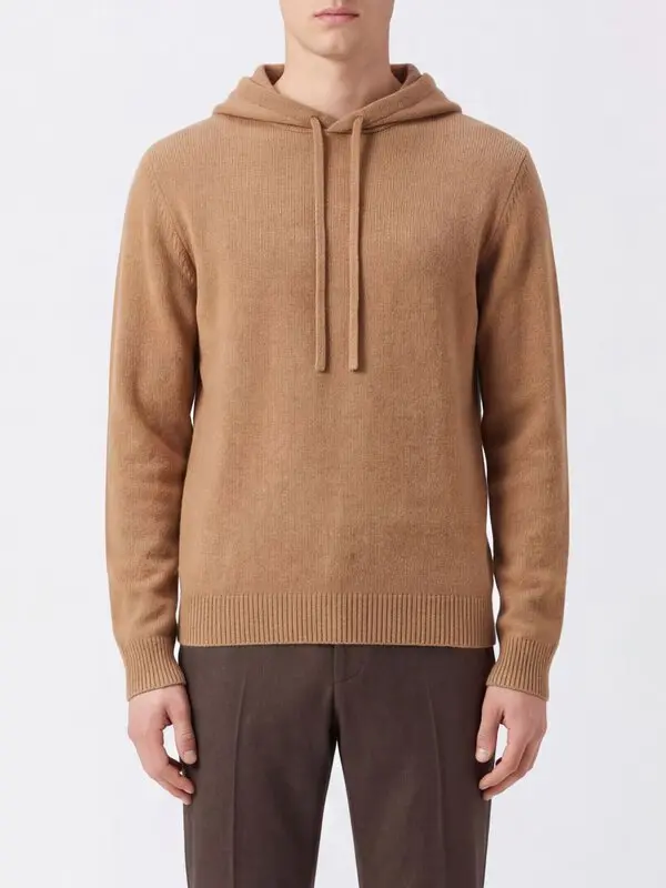ROBERTO COLLINA Merino Wool Hoodie - Beige