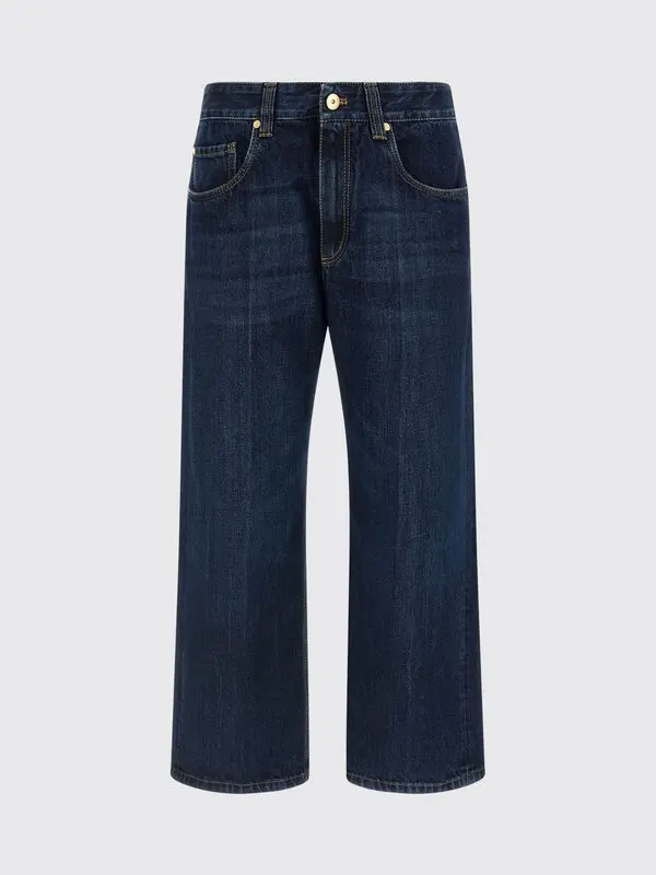 Brunello Cucinelli High-waisted Cropped Cotton Denim Jeans With Monili Detail