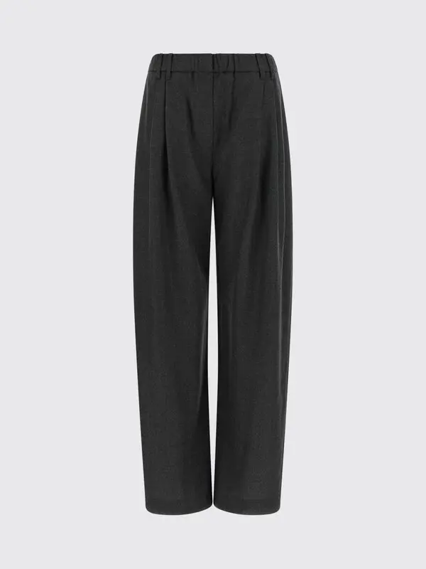 Brunello Cucinelli High-waisted Virgin Wool Wide-leg Trousers With Monili Detail - Grey