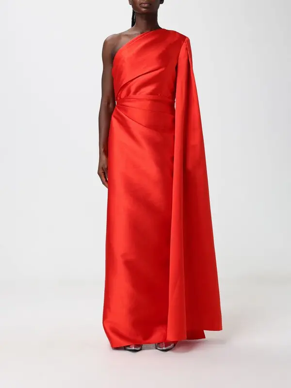 Solace London One-shoulder Draped Waist Gown - Red