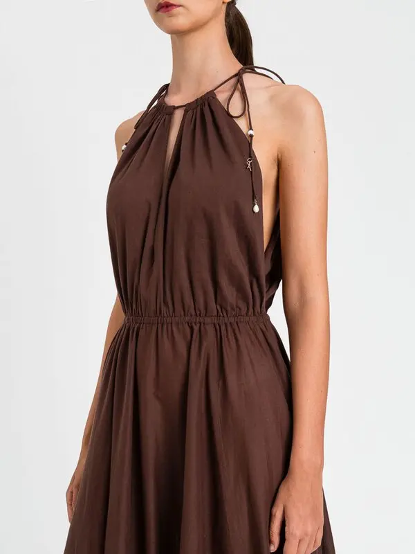 TWINSET Cotton Maxi Dress With Halterneck
