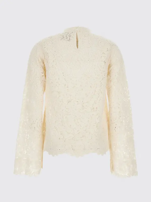 SEMICOUTURE Long-sleeve Lace Turtleneck Top - Beige