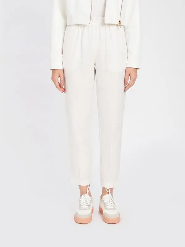 TWINSET Linen Blend Slim Fit Trousers