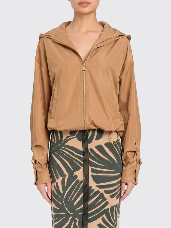TWINSET Hooded Zip-up Windbreaker Jacket - Hazel