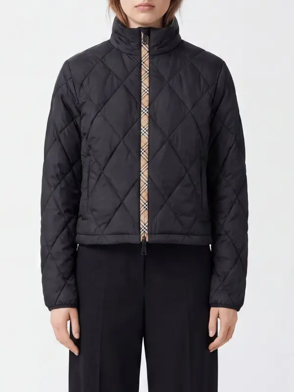 Burberry Quilted Nylon High Neck Zip Closure Short Puffer Jacket