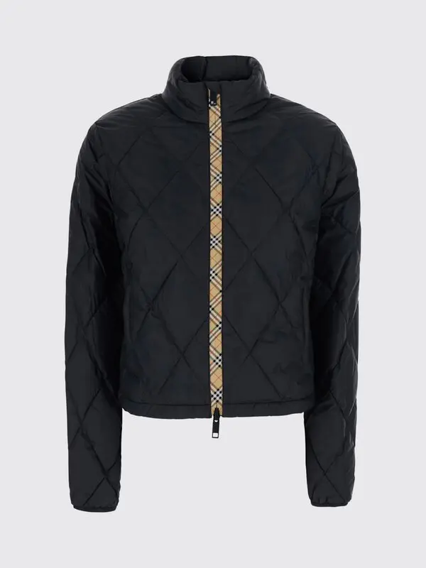 Burberry Quilted Nylon High Neck Zip Closure Short Puffer Jacket