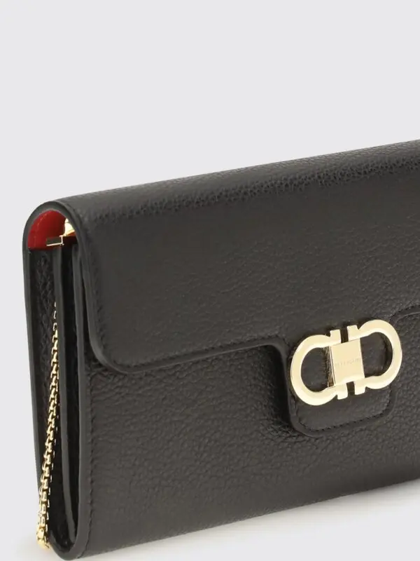 FERRAGAMO Gancini Calfskin Wallet On Chain With Chain Strap