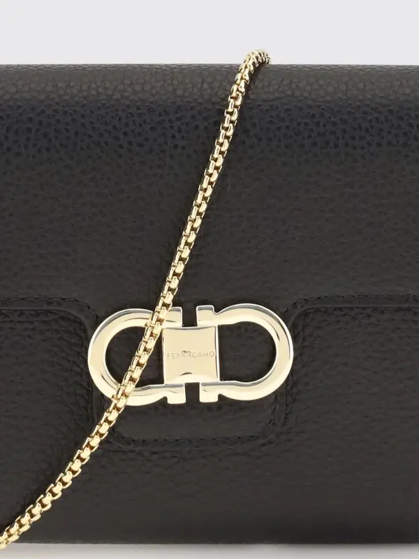FERRAGAMO Gancini Calfskin Wallet On Chain With Chain Strap