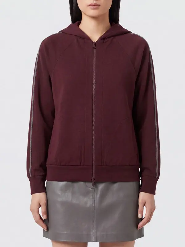 Brunello Cucinelli Zip Up Hoodie - Wine