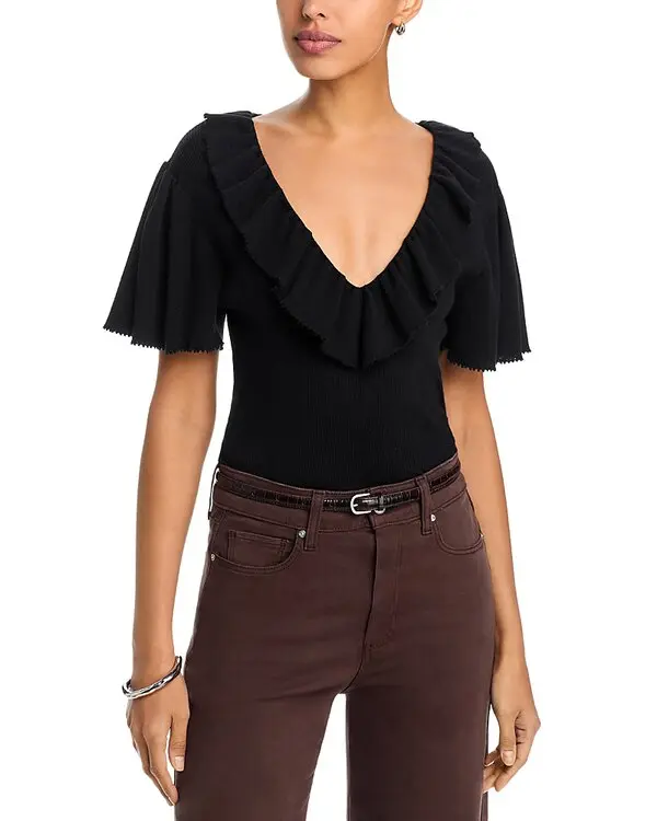 Paige Inaya Merino Wool & Cotton Top - Black