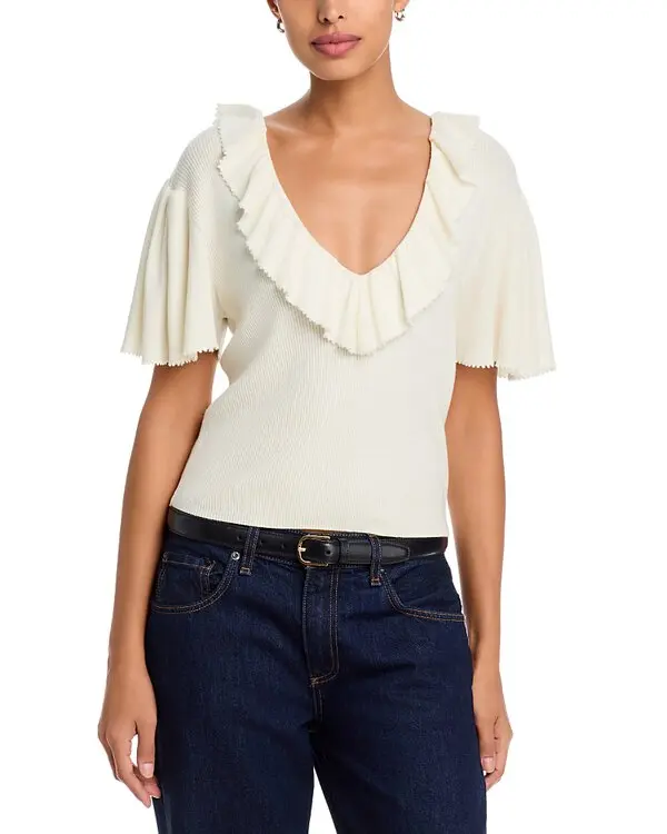 Paige Inaya Merino Wool & Cotton Top - Ivory