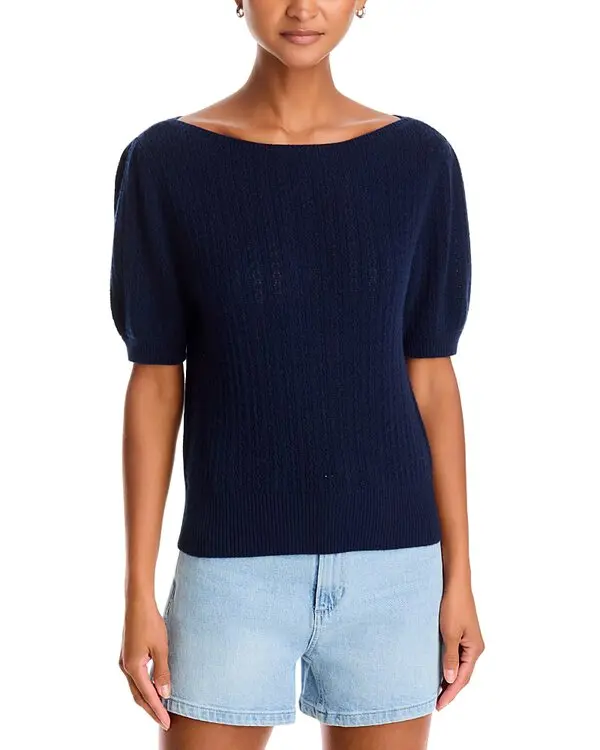 Paige Jules Cashmere Pointelle Cable Knit Sweater - Deep Navy