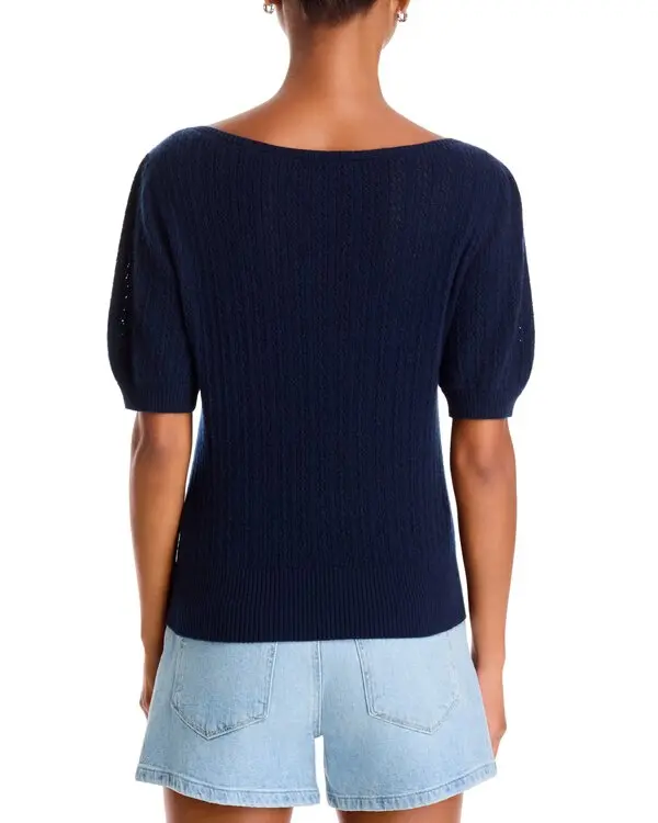 Paige Jules Cashmere Pointelle Cable Knit Sweater
