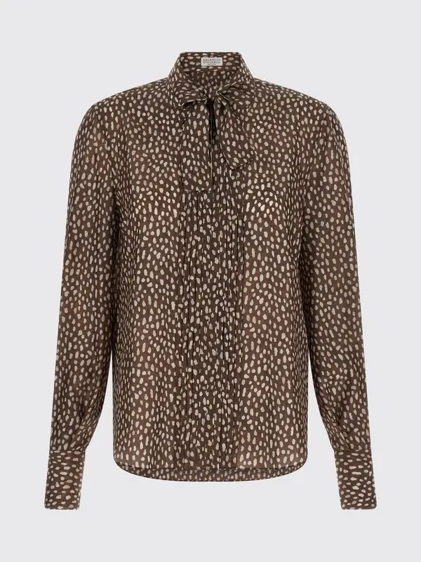 Brunello Cucinelli Printed Shirt With Tie Detail