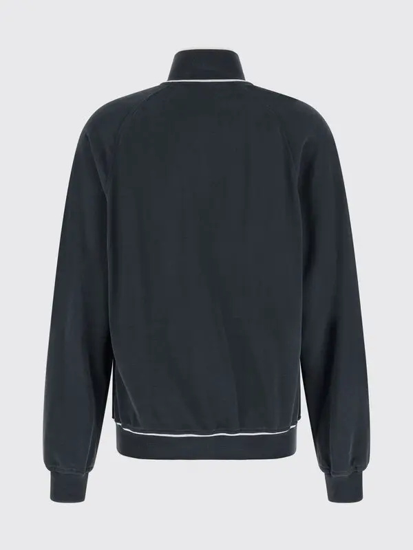 Brunello Cucinelli Zip-up Cotton Turtleneck Sweatshirt With Logo Crest - Blue