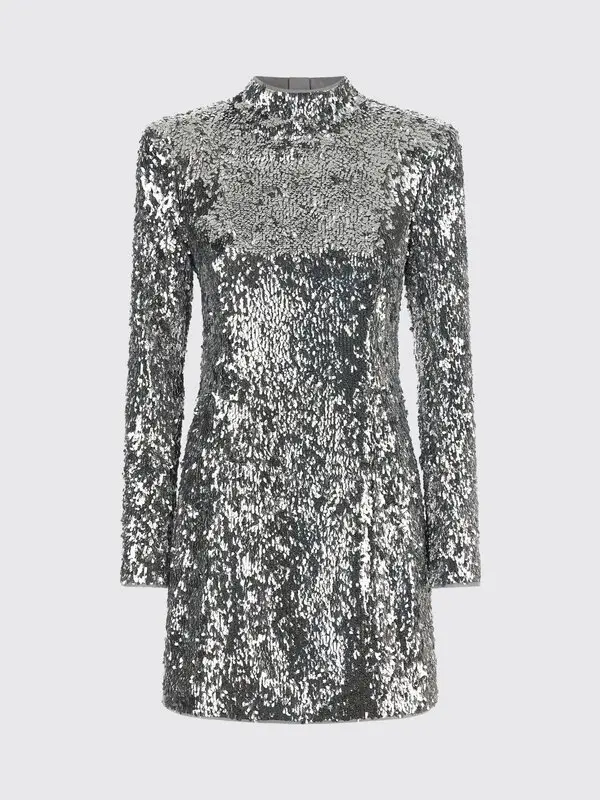 Balmain Embellished Sequined High Neck Mini Dress