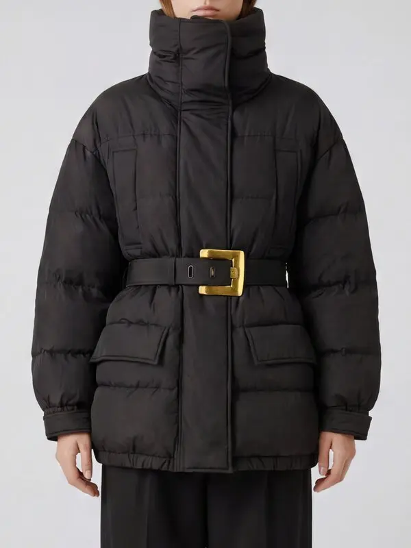 Balmain Puffer Jacket With Belt Detail - Black