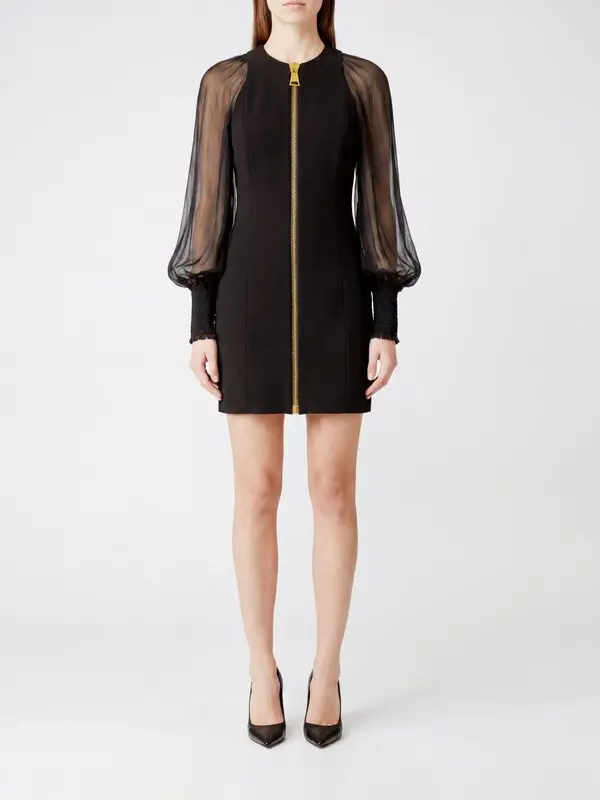 Balmain Jersey Sheath Mini Dress With Puff Sleeves