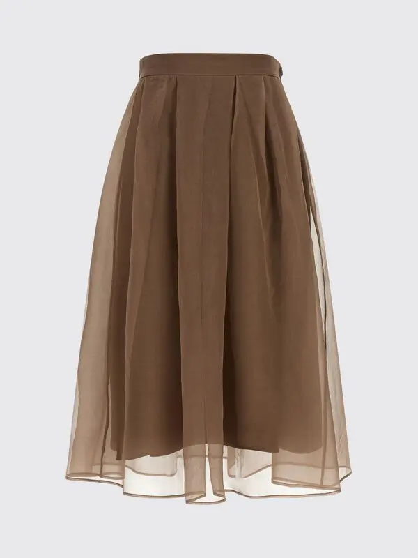 Brunello Cucinelli High-waisted Silk Midi Full Skirt
