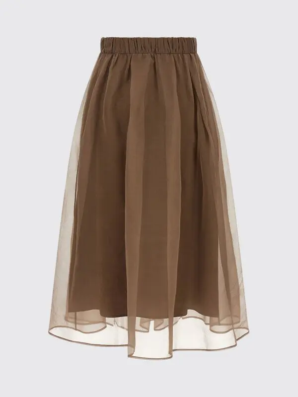 Brunello Cucinelli High-waisted Silk Midi Full Skirt