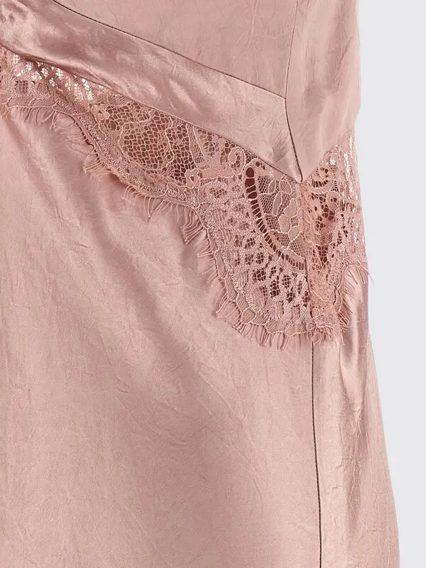 Pinko Asymmetrical Midi Slip Dress With Lace Inserts