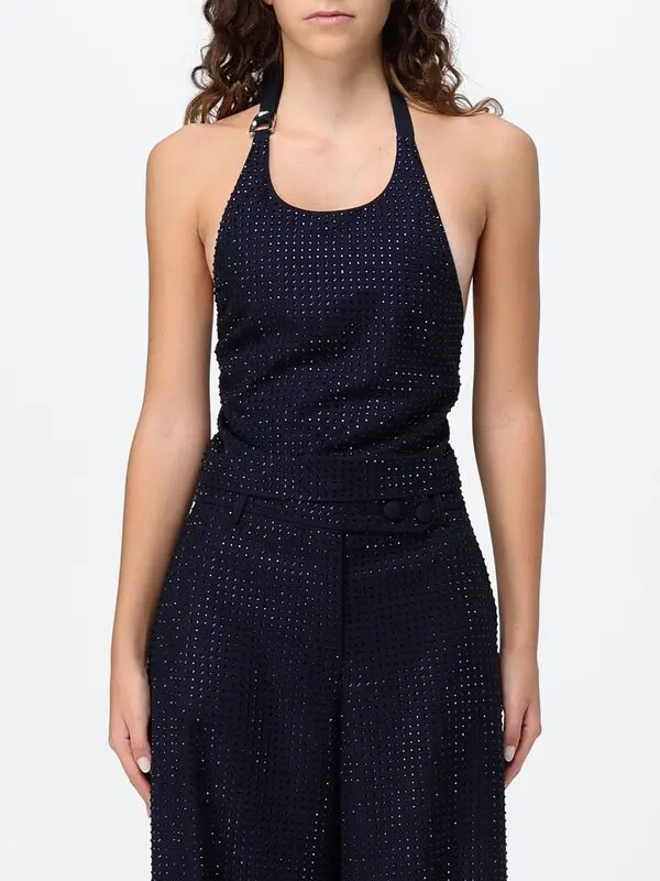 Pinko Cropped Halter Top - Navy
