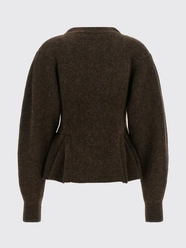 ROTATE BY BIRGER CHRISTENSEN V-neck Alpaca Wool Blend Cardigan With Ruffled Hem