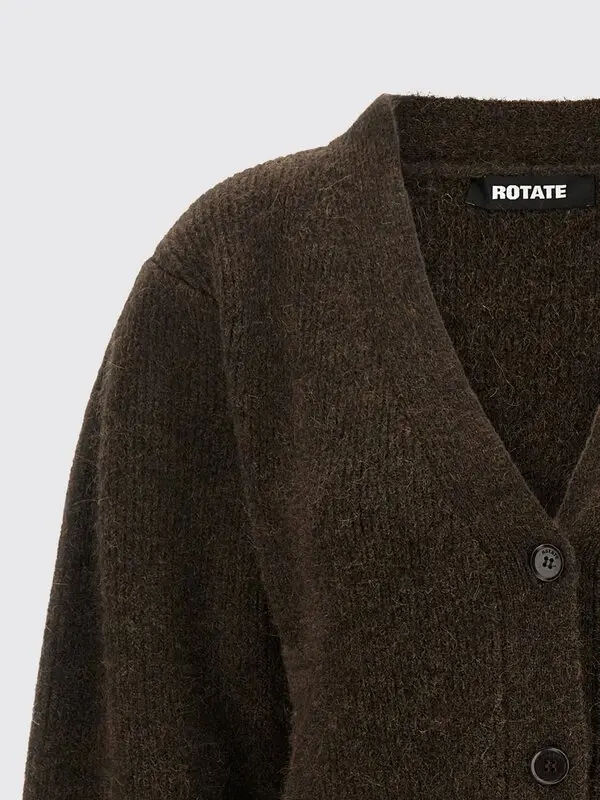 ROTATE BY BIRGER CHRISTENSEN V-neck Alpaca Wool Blend Cardigan With Ruffled Hem